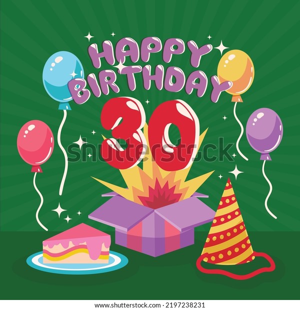 30th Birthday Greeting Card Template Stock Vector (Royalty Free ...