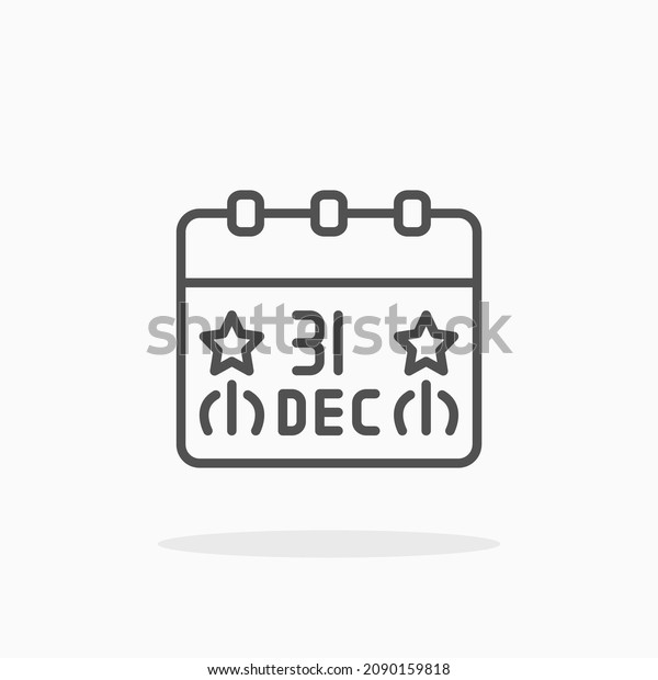 31 December Icon Editable Stroke Pixel Stock Vector (Royalty Free ...