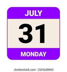 31 July Monday Date Template Useful Stock Vector (Royalty Free ...