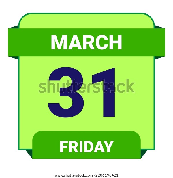 31 March Friday Date Template Useful Stock Vector (Royalty Free ...