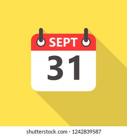 31 September Calendar Flat Style Icon Stock Vector (Royalty Free ...