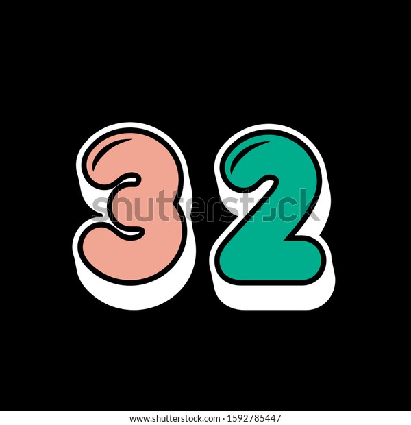 32 Number Logo Bold Letter Design Stock Vector (Royalty Free ...