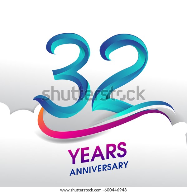 32 Years Anniversary Celebration Logo Birthday Stock Vector (Royalty ...