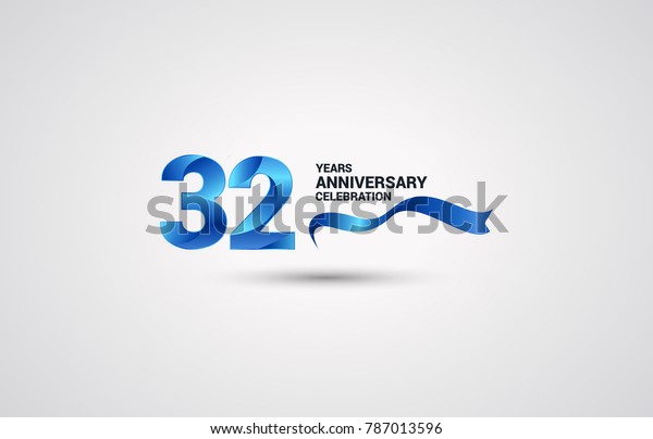 32 Years Anniversary Celebration Logotype Colored Stock Vector (Royalty ...