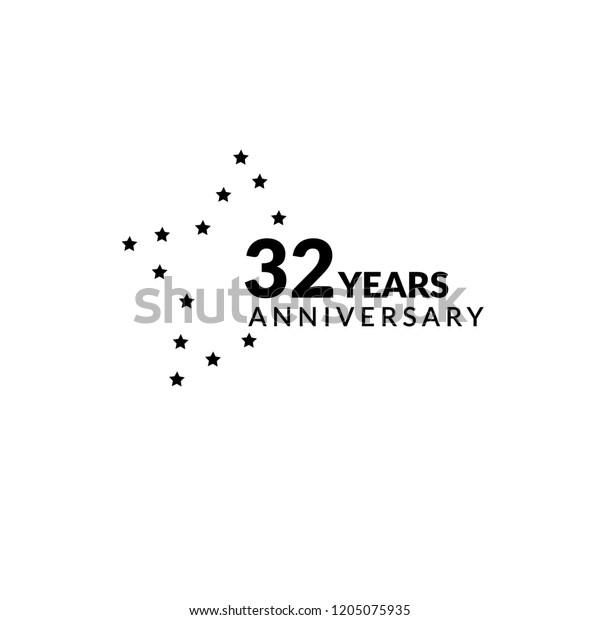32 Years Anniversary Celebration Simple Logo Stock Vector (Royalty Free ...