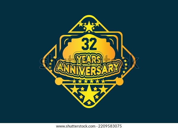 32 Years Anniversary Logo Sticker Design Stock Vector (Royalty Free ...