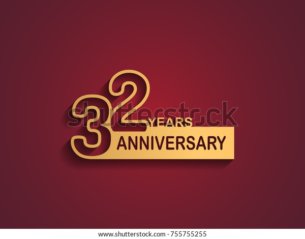 32 Years Anniversary Logotype Outline Number Stock Vector (Royalty Free ...