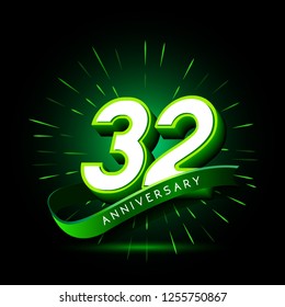 32nd Anniversary Neon Text Vector Design Stock Vector (Royalty Free ...