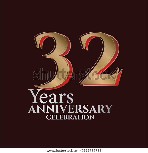32th Years Anniversary Logo Gold Red Stock Vector (Royalty Free ...