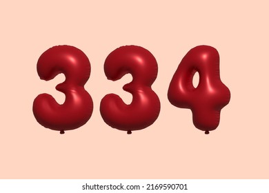 334 3d Number Balloon Made Realistic Stock Vector (Royalty Free ...