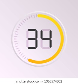 34 Minutes Stopwatch Vector Icon Digital Stock Vector (Royalty Free ...