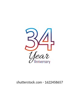 34 Year Anniversary Vector Template Design Stock Vector (Royalty Free ...