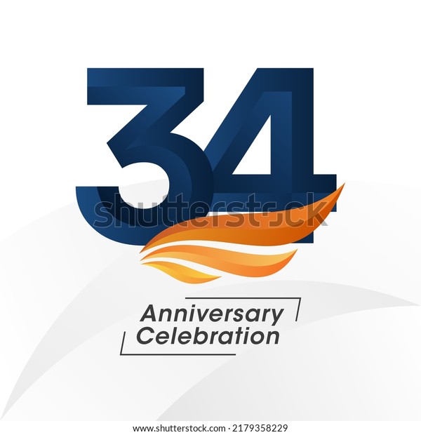 34 Years Anniversary Design Template Vector Stock Vector (Royalty Free ...