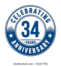 34 Years Anniversary Logo Vector Illustration 스톡 벡터(로열티 프리) 721077781 ...