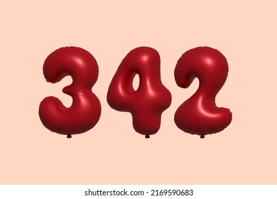 342 3d Number Balloon Made Realistic Stock Vector (Royalty Free ...