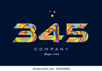 Vektor Stok 345 Number Digit Numeral Logo Colored (Tanpa Royalti ...