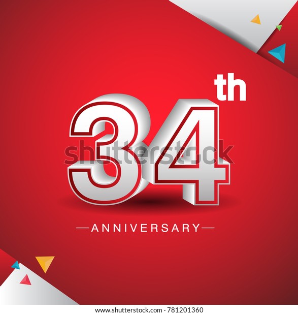 34th Anniversary Design White Number On Stock Vector (Royalty Free ...
