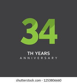 34th Year Anniversary Vector Template Design Stock Vector (Royalty Free ...