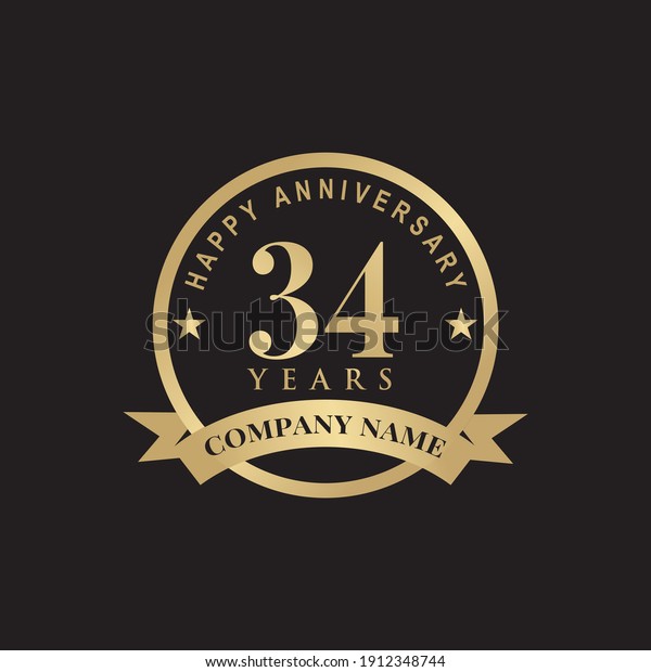 34th Year Celebrating Anniversary Logo Design Stock Vector (Royalty ...