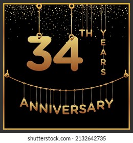 34th Years Anniversary Vector Design Anniversary Stock Vector (Royalty ...
