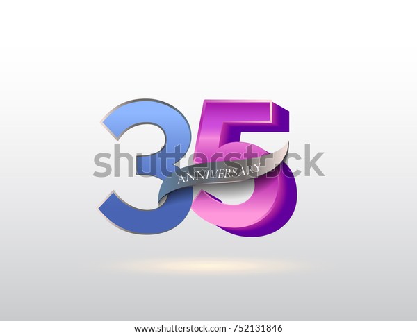 35 Years Anniversary Blue Pink Logotype Stock Vector (Royalty Free ...