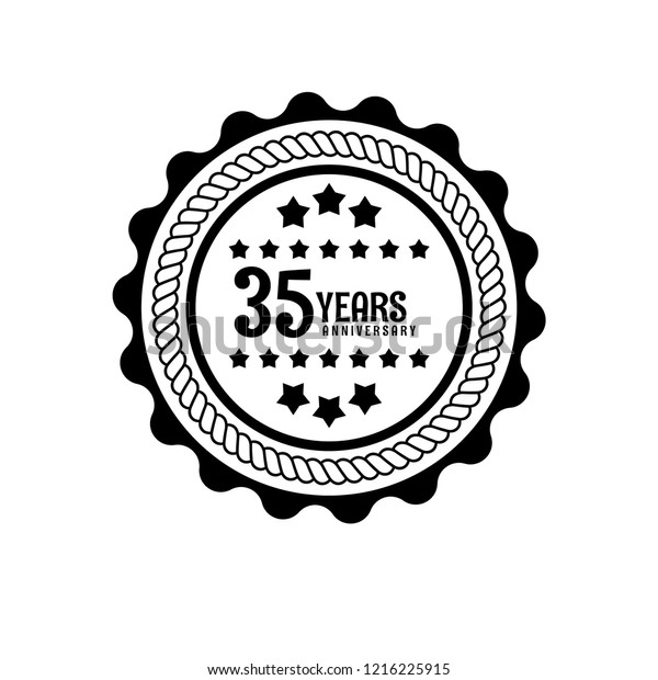 35 Years Anniversary Celebration Simple Emblem Stock Vector (Royalty ...
