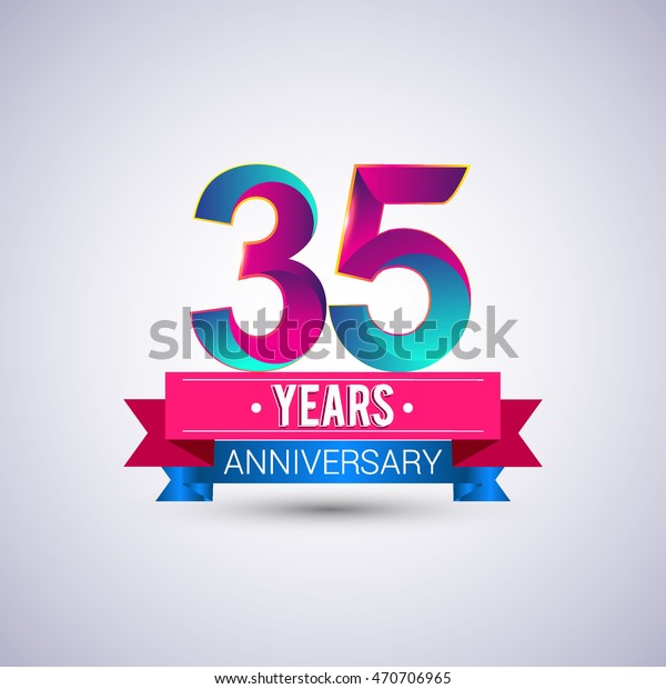 35 Years Anniversary Logo Blue Red Stock Vector (Royalty Free ...