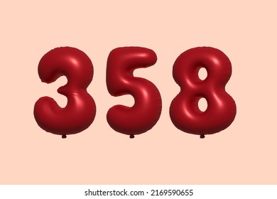 358 3d Number Balloon Made Realistic Stock Vector (Royalty Free ...