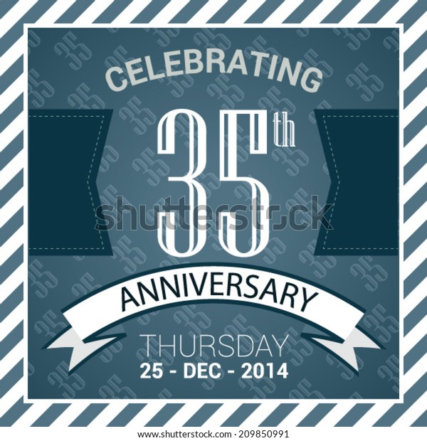35th Anniversary Poster Template Design Retro Stock Vector (Royalty ...