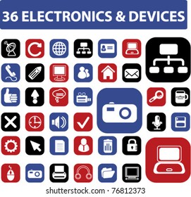 36 Electronics Devices Icons Signs Vector Stock Vector (Royalty Free ...