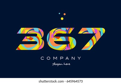 367 Number Digit Numeral Logo Colored: vector de stock (libre de ...