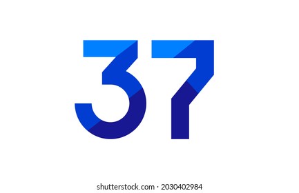 37 Number Modern Flat Blue Logo Stock Vector (Royalty Free) 2030402984