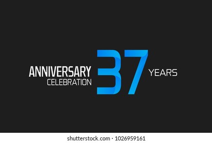 37 Years Anniversary Simple Design Blue Stock Vector (Royalty Free ...
