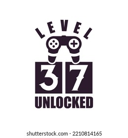 37th Birthday Gaming Lovers Level 37 Stock Vector (Royalty Free ...