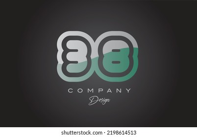 38 Green Grey Number Logo Icon Stock Vector (Royalty Free) 2198614513 ...