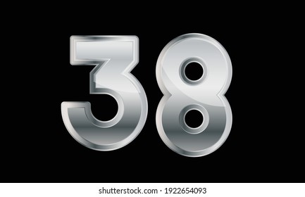 38 Silver Elegant Modern 3d Number Stock Vector (Royalty Free ...