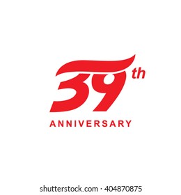 39 Anniversary Wave Logo Red Stock Vector (Royalty Free) 404870875 ...