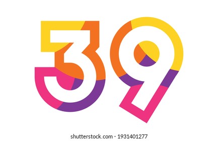39 Colorful Fun Modern Flat Number Stock Vector (Royalty Free ...