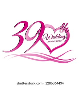 39 Wedding Anniversary Graphics Logo Stock Vector (Royalty Free ...