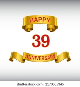 39 Years Anniversary Logo Template Red Stock Vector (Royalty Free ...