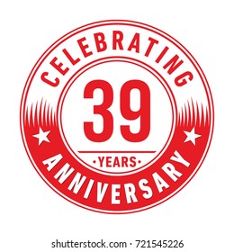 39 Years Anniversary Logo Vector Illustration Stock Vector (Royalty ...