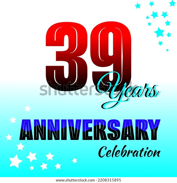 39th Birthday Celebration Background Red Gradient Stock Vector (Royalty ...
