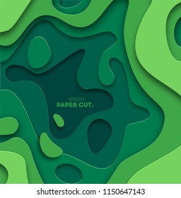 3d Abstract Background Green Paper Cut Stock Vector (Royalty Free ...