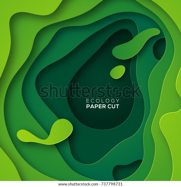 3d Abstract Background Green Paper Cut Stock Vector (Royalty Free ...