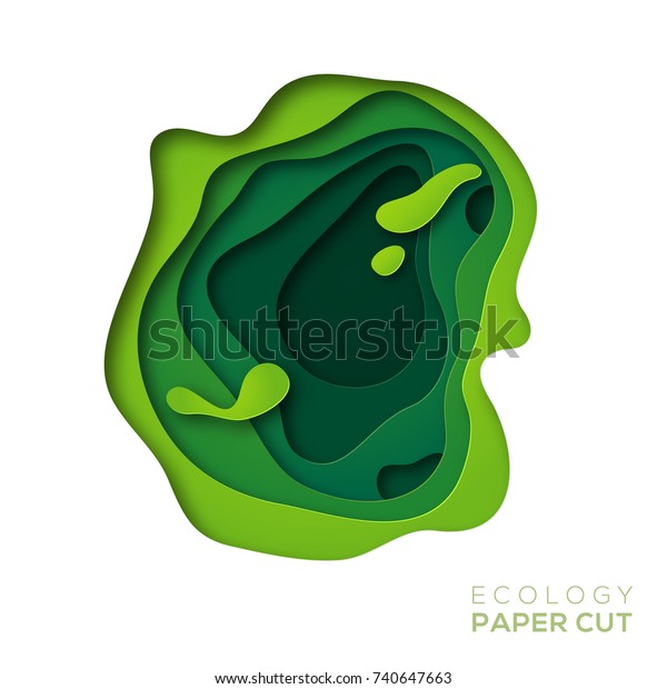 3d Abstract Background Green Paper Cut Stock Vector (Royalty Free ...