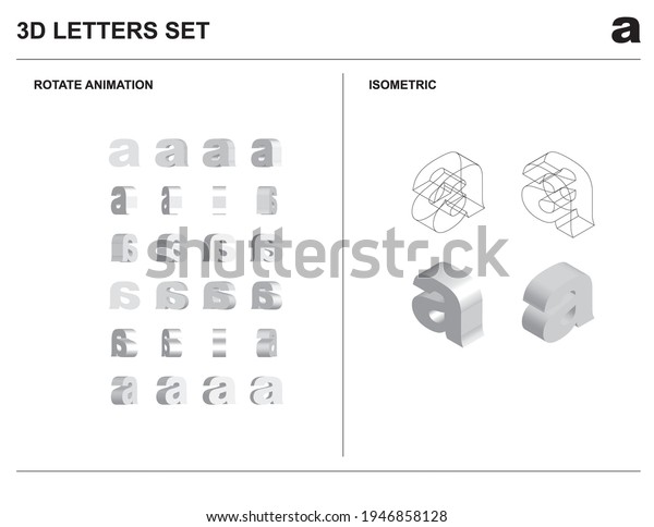 3d Alphabet Letters Set Animate Isometric Stock Vector (Royalty Free ...