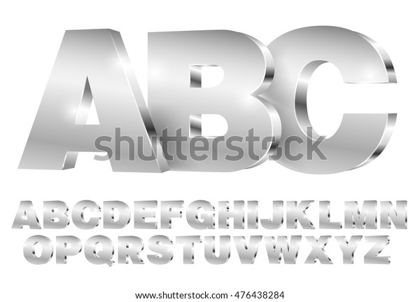 3d Alphabet Vector Font Metallic Style Stock Vector (Royalty Free ...