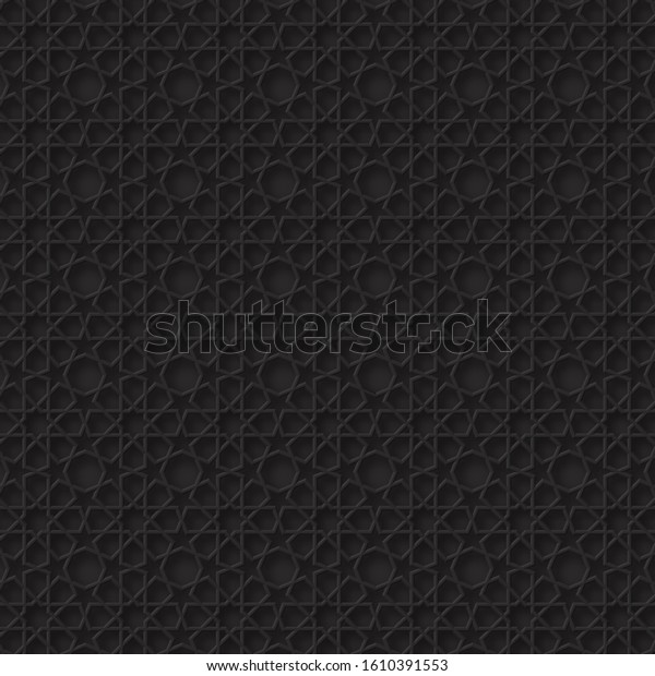 3d Arabesque Pattern Black Color Background Stock Vector (Royalty Free ...