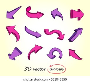 3d Arrows Set Vector Hand Drawn 스톡 벡터(로열티 프리) 551048350 | Shutterstock