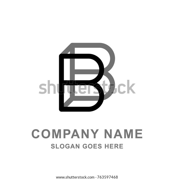 3d B Letter Simple Black Logo Stock Vector (Royalty Free) 763597468